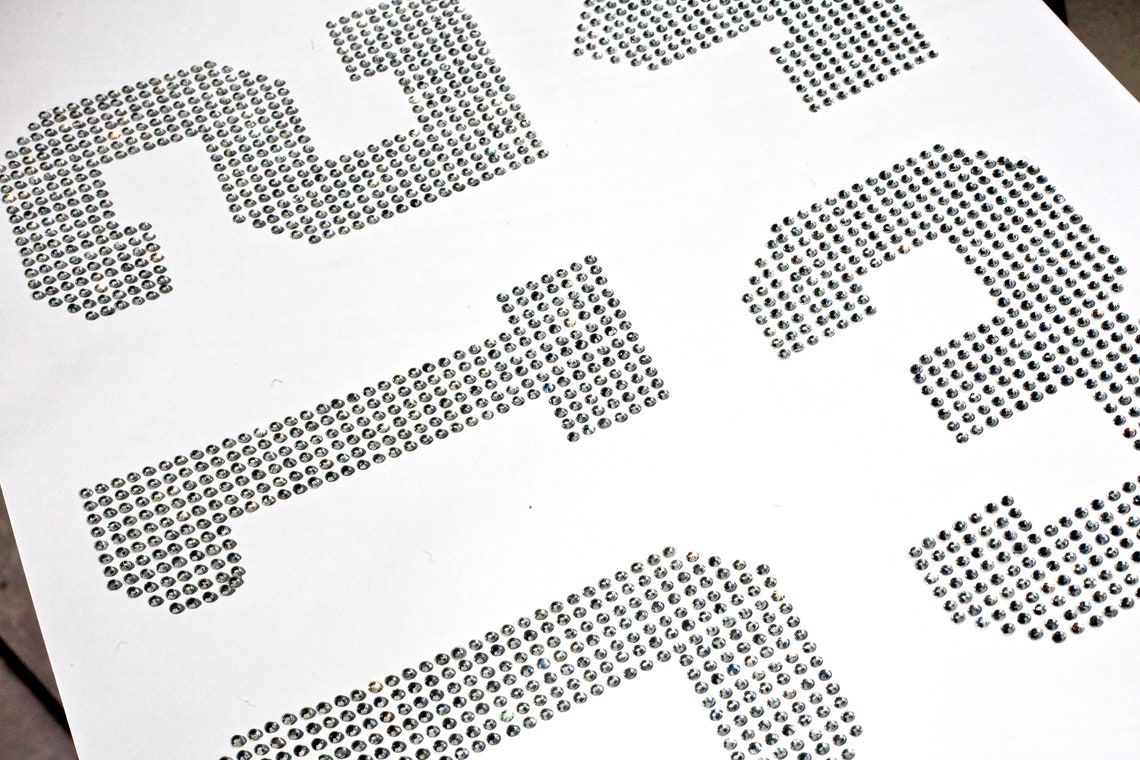 Pick Any Large Number 0 to 9 - Clear Rhinestone Iron on Transfer Bling ...