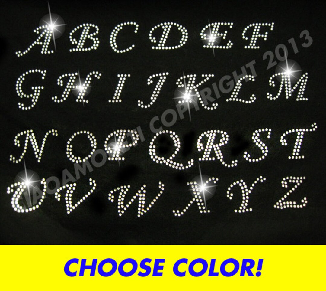 PICK 15 Letters - Alphabet Letters Rhinestone Iron on Transfer - CHOOSE ...