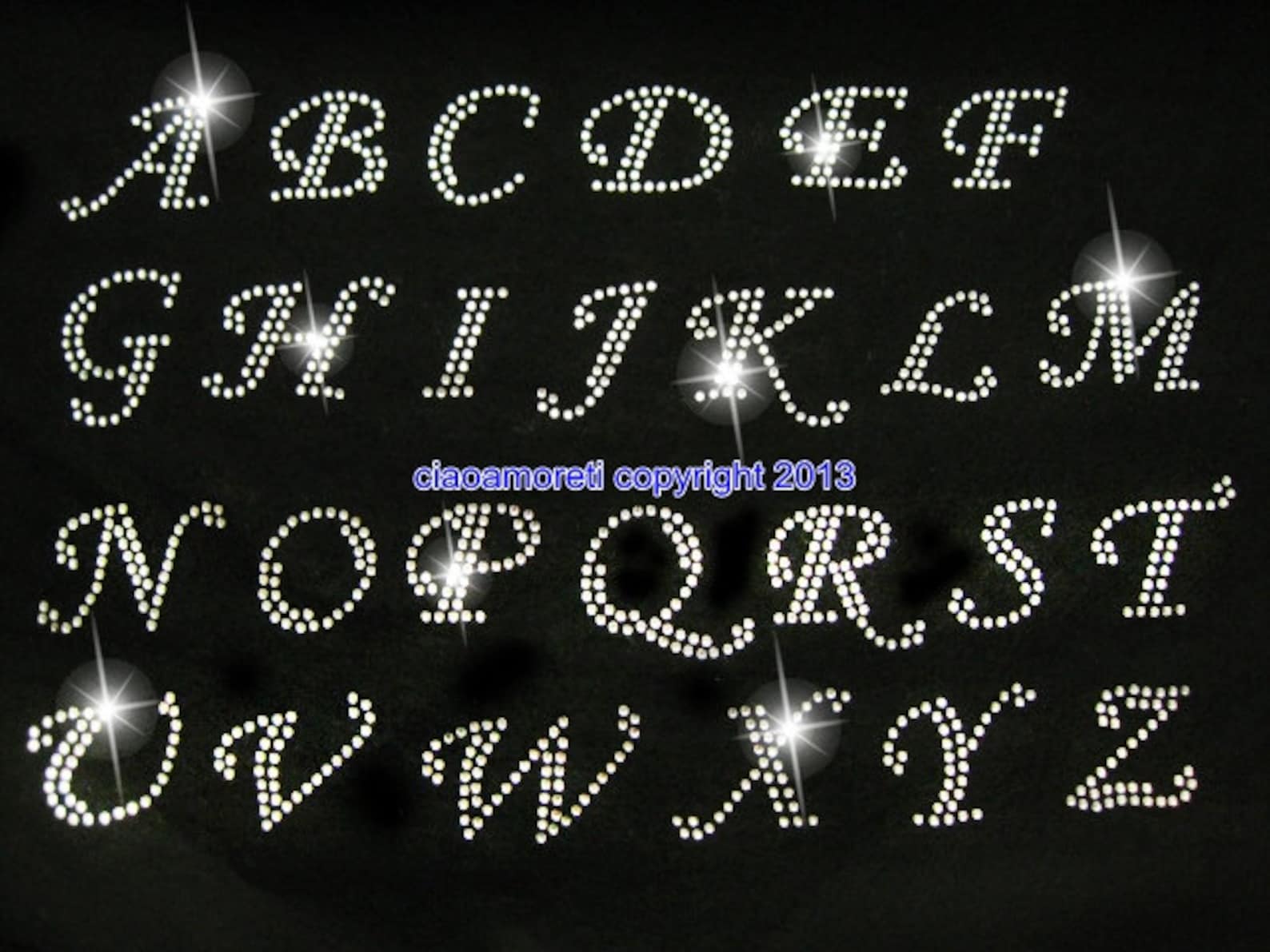 Pick Any 10 Letters - Alphabet Clear Rhinestone Iron on Hotfix Transfer ...
