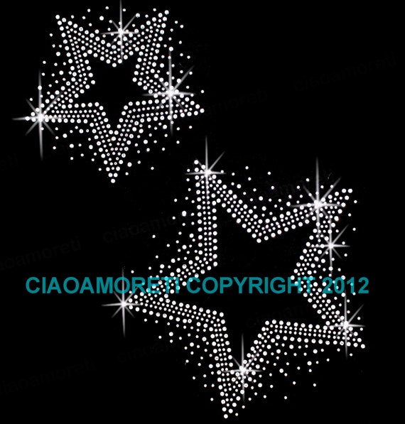 Set of 2 Stars Clear Rhinestone Stars Iron on Transfer BUY | Etsy