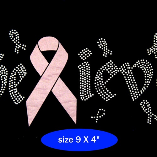 Rhinestone Transfer Heart Cancer Ribbon Iron On - Etsy