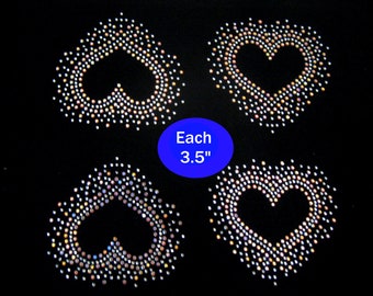 Set of 2 Hearts Select Your Custom Color Iron on Rhinestone Transfer ...