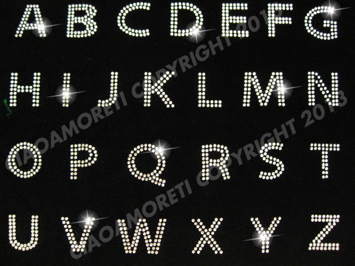 Pick Any 10 Letters Block Alphabet Clear Rhinestone Iron on - Etsy