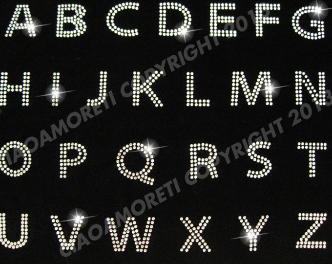 Pick Any 10 Letters Block Style Alphabet Clear Rhinestone Iron on ...
