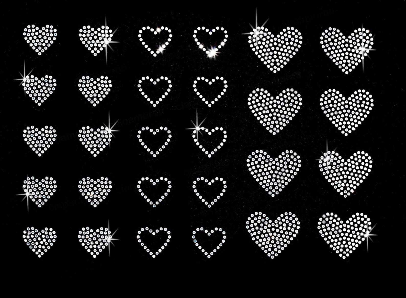 Set of 28 Clear Rhinestone Hearts Iron on Transfer BUY 2, GET 1 FREE - Etsy