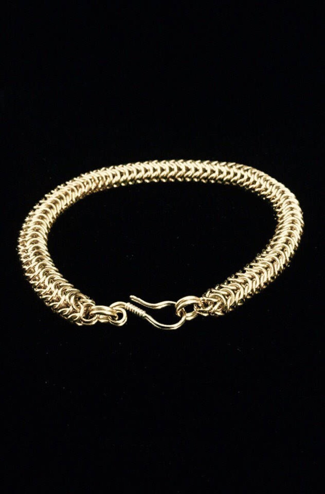 Gold Chain Mail Bracelet, 14k Gold Bracelet, Chainmaille Jewelry, Hand ...