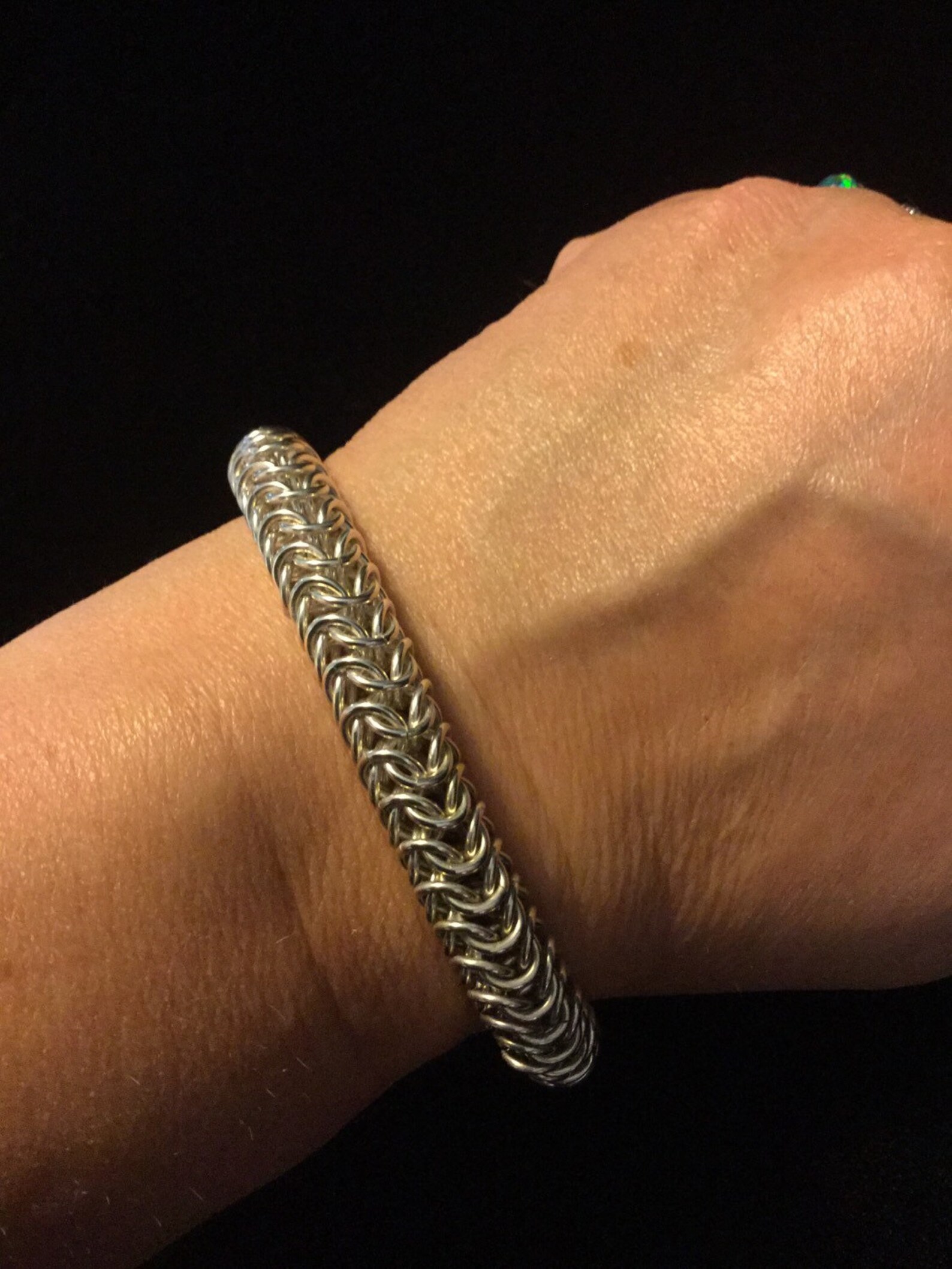 Sterling Silver Chain Mail Bracelet, Silver Chainmaille Bracelet With ...