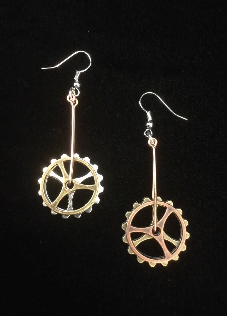 Watch Gear Earrings, Long Clockwork Earrings, Steampunk Earrings ...