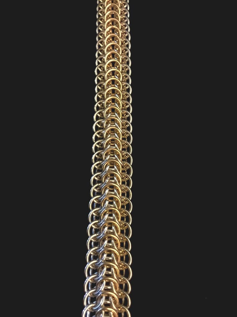 Silver and Gold Chain Mail Bracelet, 14k Gold and Argentium Silver ...