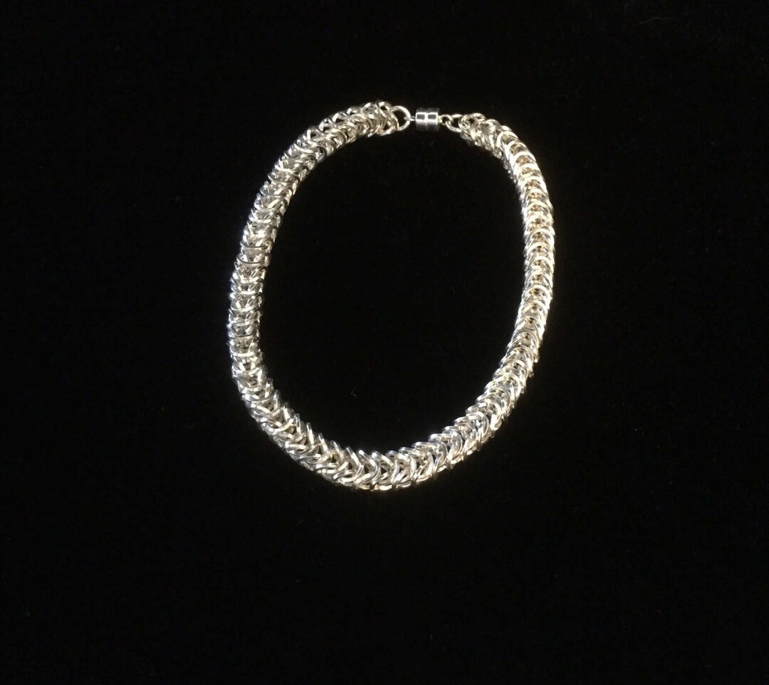 Sterling Silver Box Weave Chain Mail Bracelet, Argentium Silver ...