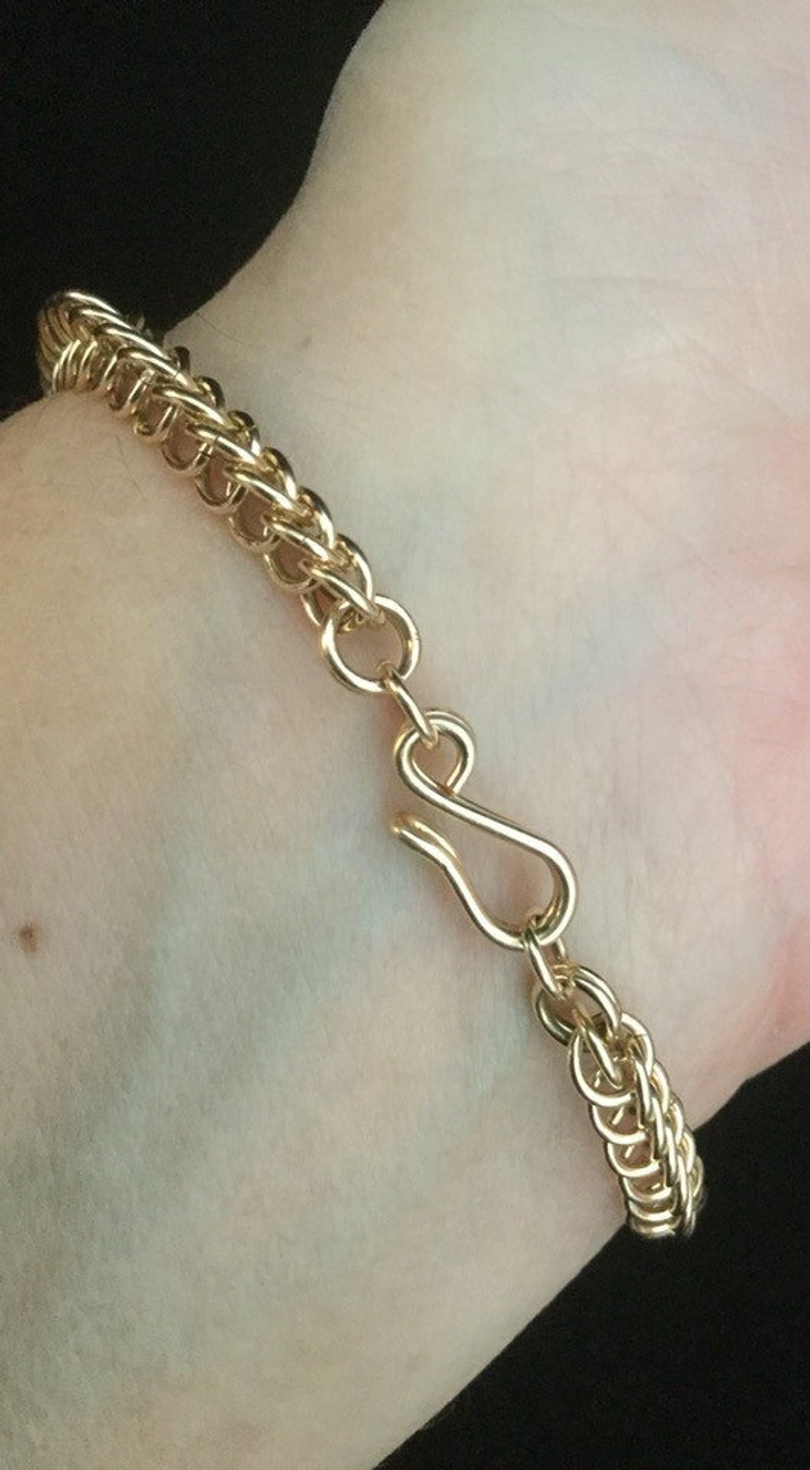 14k Gold Chain Bracelet Gold Chainmail Bracelet Chunky Gold - Etsy