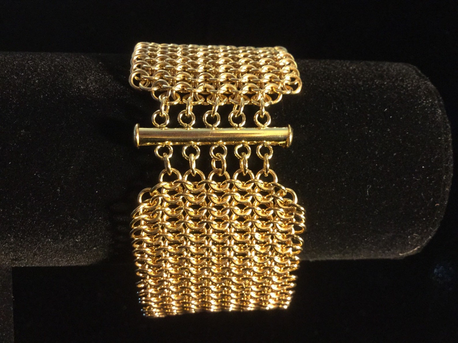 Gold Mesh Cuff Bracelet Gold Chain Mail Bracelet, Chainmaille Bracelet ...