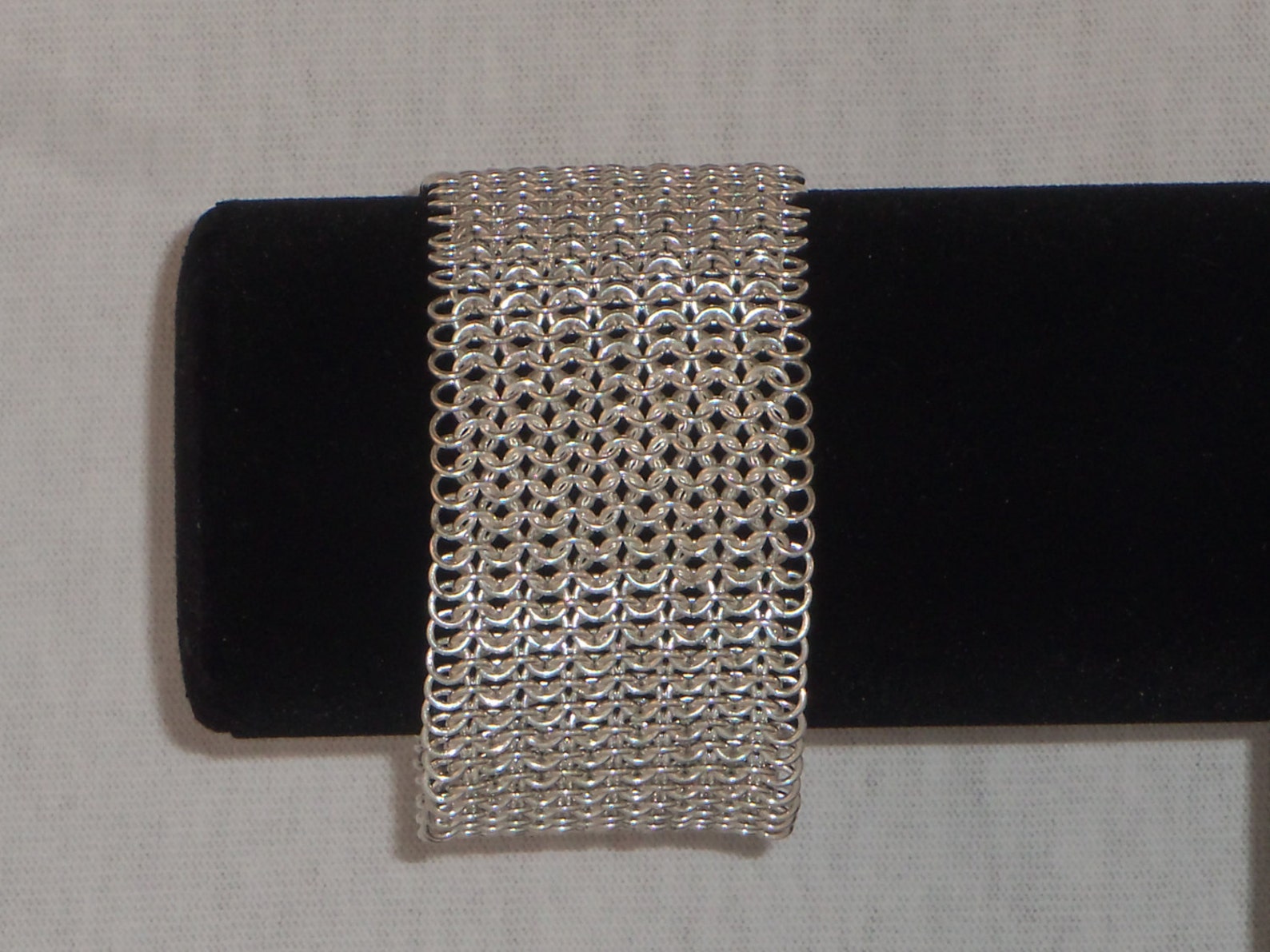 Sterling Silver Chain Mail Cuff Bracelet, Wide Mesh Cuff Bracelet With ...