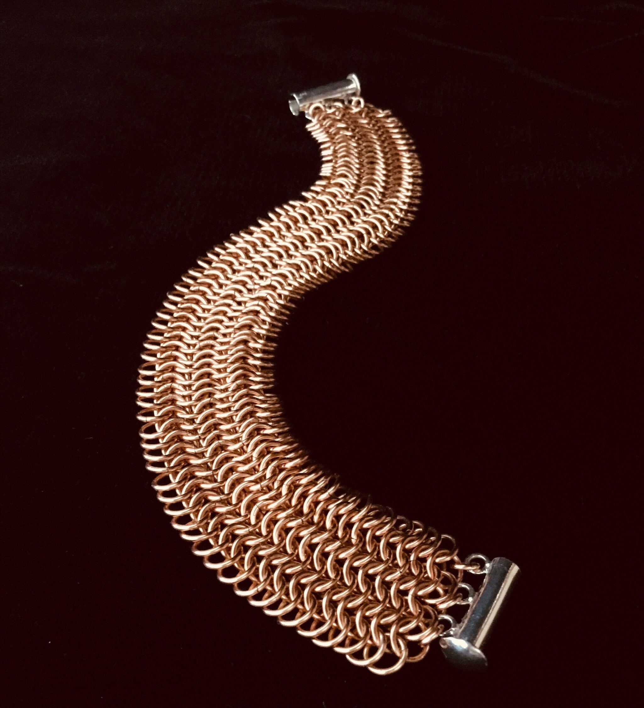 Copper Chainmail Cuff Bracelet, Handmade Copper Chainmaille Bracelet ...