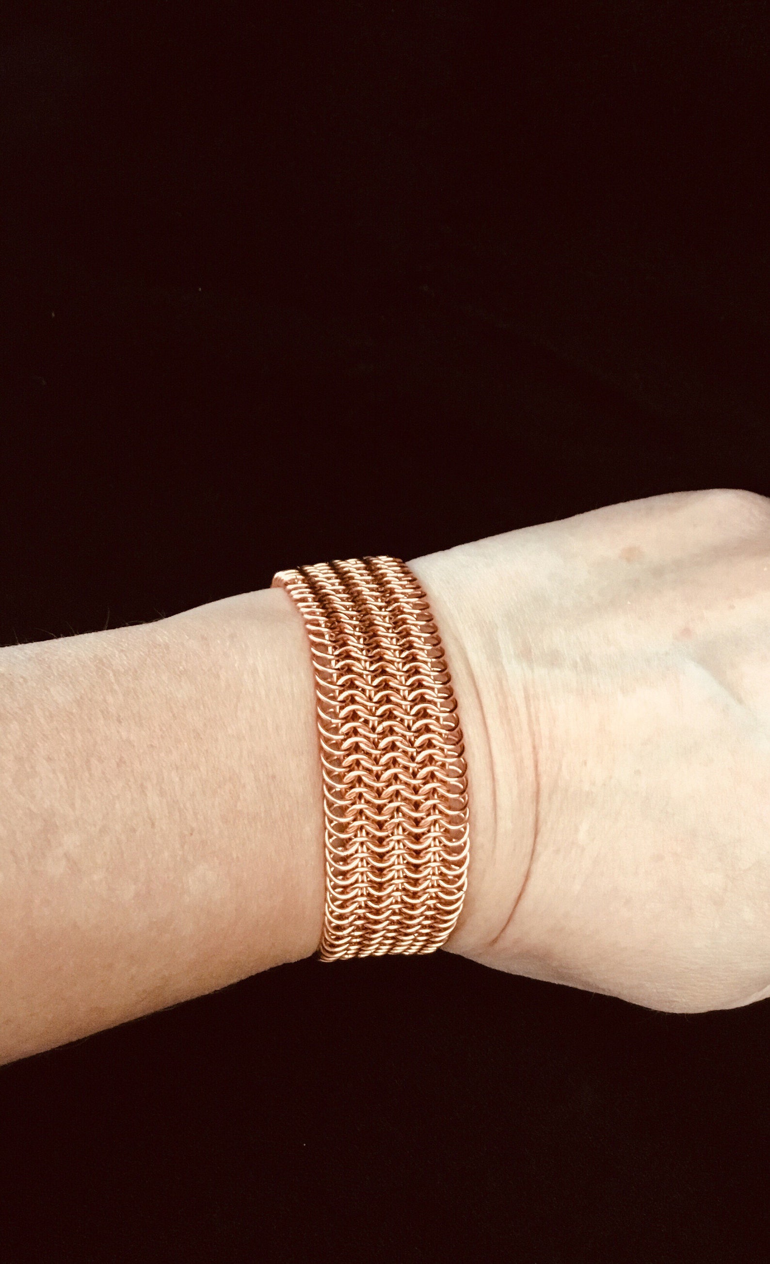 Copper Chainmail Cuff Bracelet, Handmade Copper Chainmaille Bracelet ...