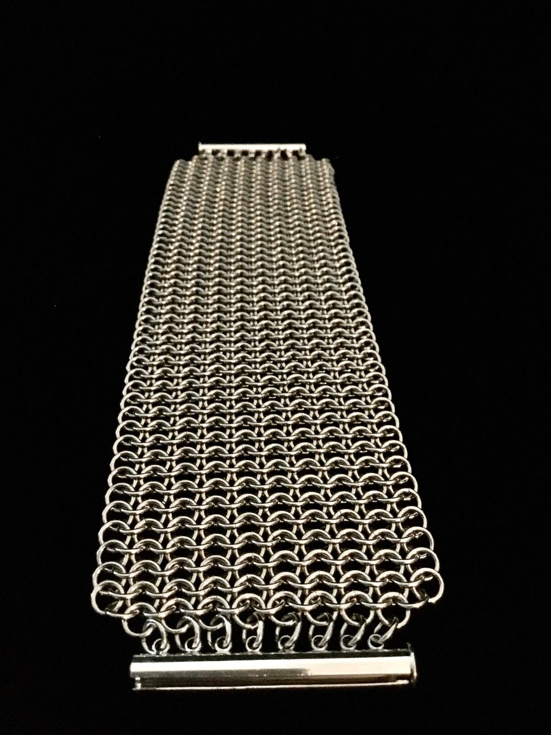 Stainless Steel Chainmaille Cuff Bracelet, Wide Mesh Cuff Bracelet ...
