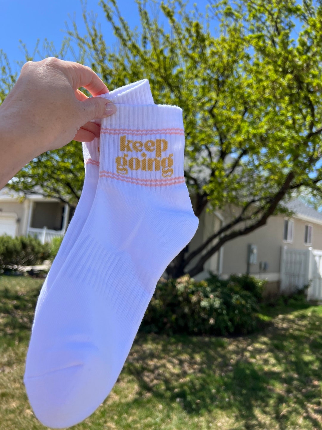 Keep Going Socks: Cotton Quarter Socks, Cancer Support Gift - Etsy
