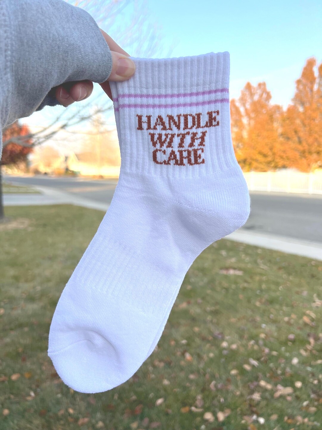 Handle With Care Socks | Quarter Socks | Affirmation Socks | Cancer ...
