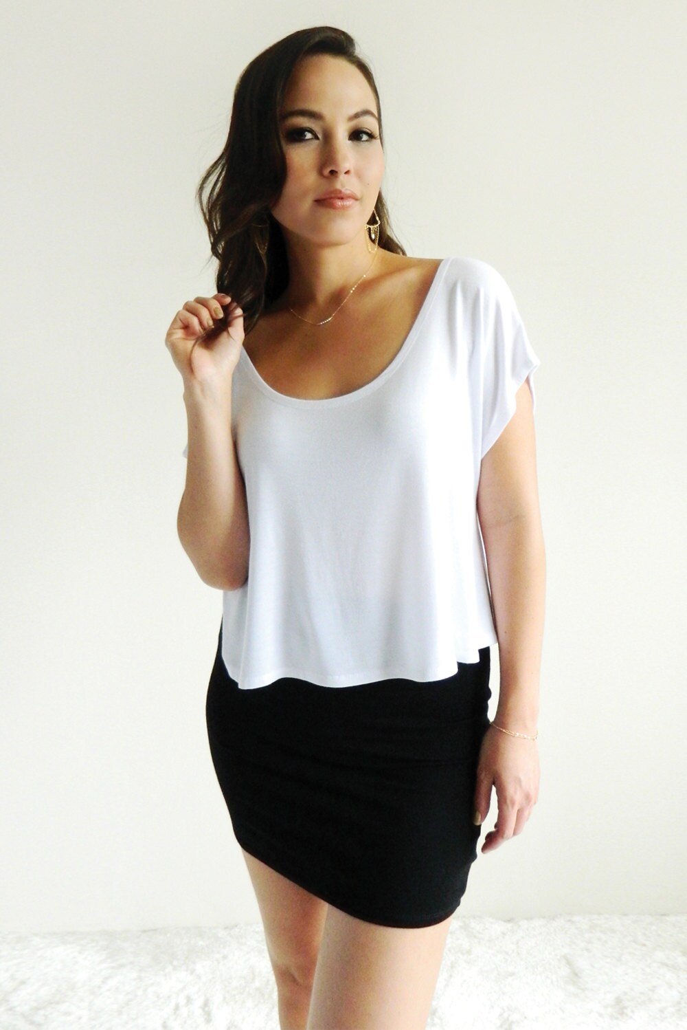 Christie White Twist Back Crop Top / Cropped Tee / Crop TShirt / Low ...