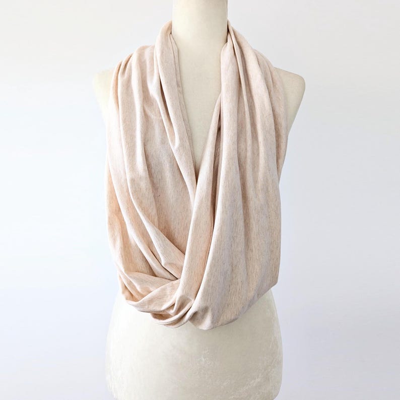 Bamboo Rayon Cotton Jersey Infinity Scarf: Heathered Oatmeal, Heathered ...