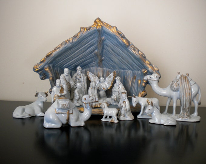 Vintage Ceramic Nativity Scene in Manger Holiday Christmas Decor - Etsy