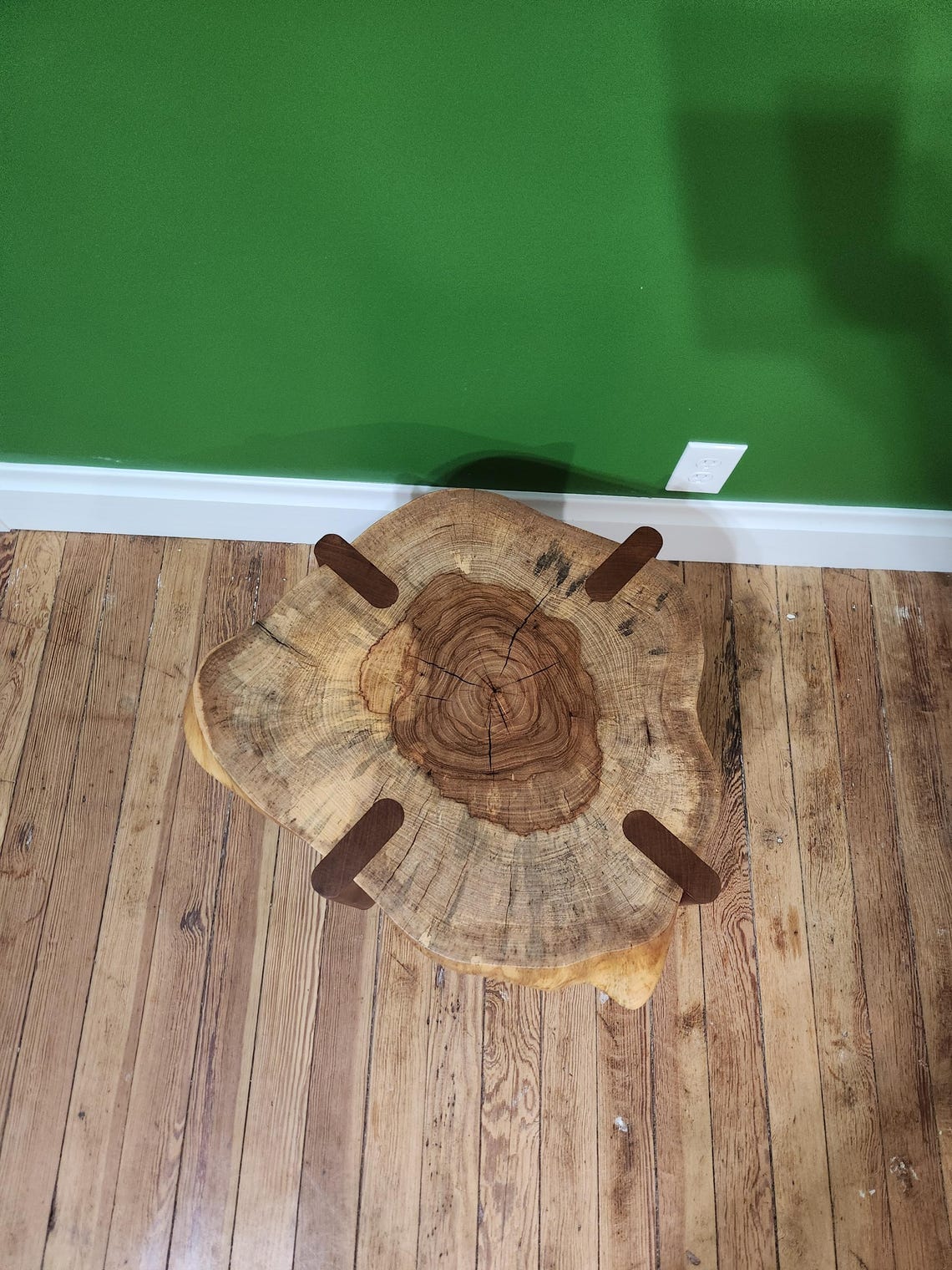 Handcrafted Live Edge Pecan Side Table: Rustic Mahogany Legs - Etsy