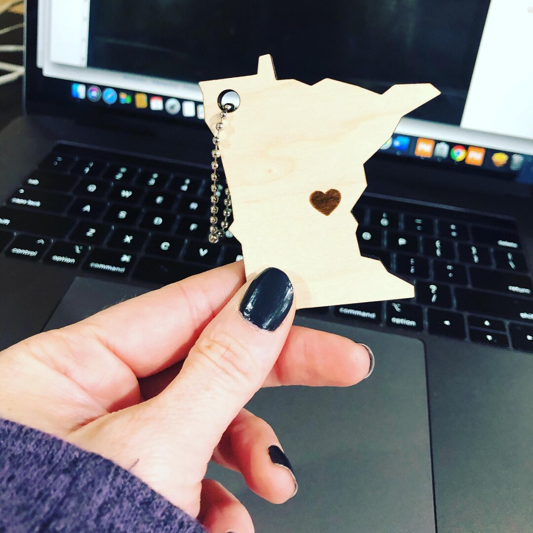 Minnesota Love Key Chain With Tassel, Wooden MN Key Chain - Etsy