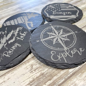 Custom Lake Coasters - Natural Slate Stone Coasters - Slate Drink ...