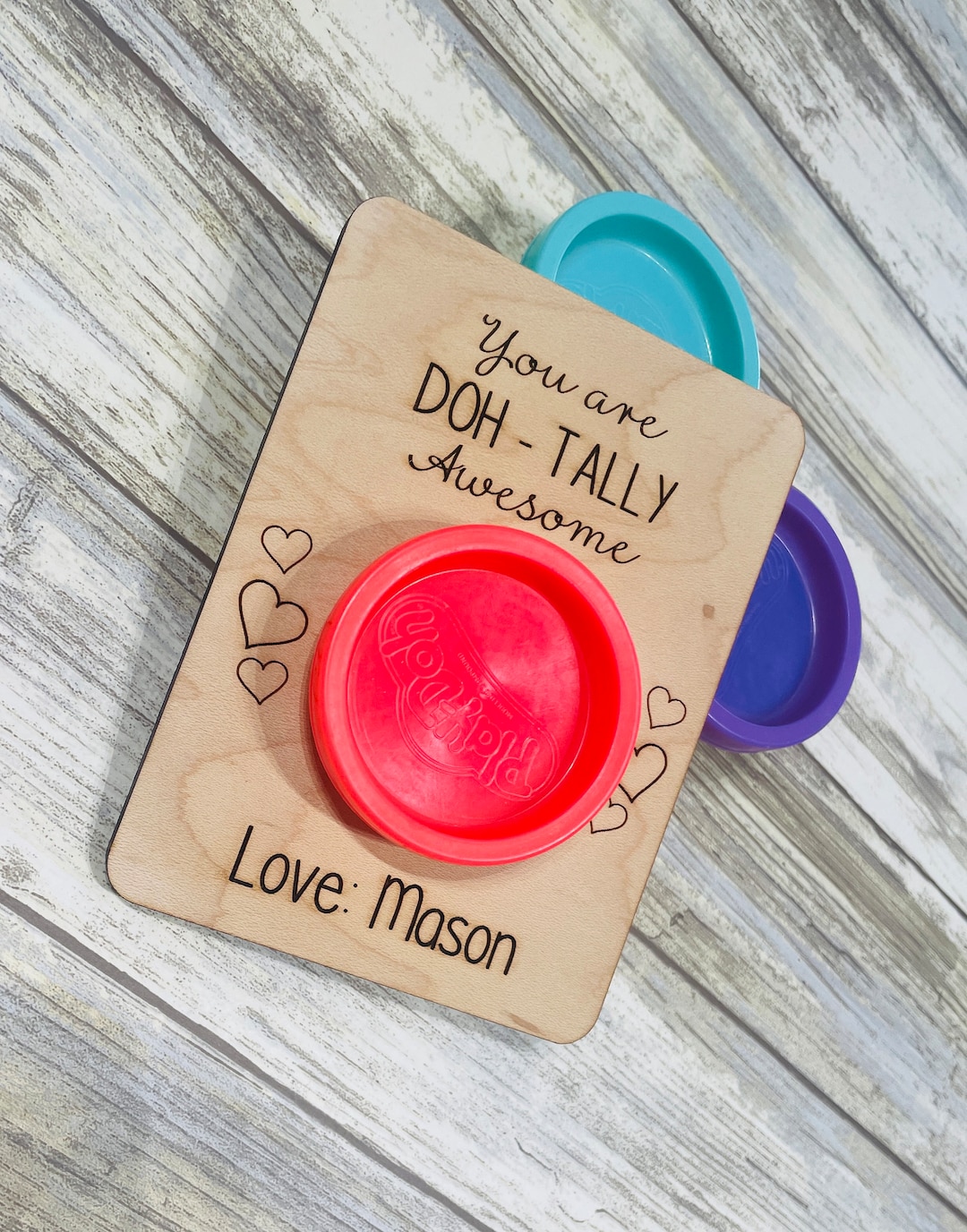 Valentine's Day Non-candy Gift Set: Play-doh, Wooden Card, Unique ...