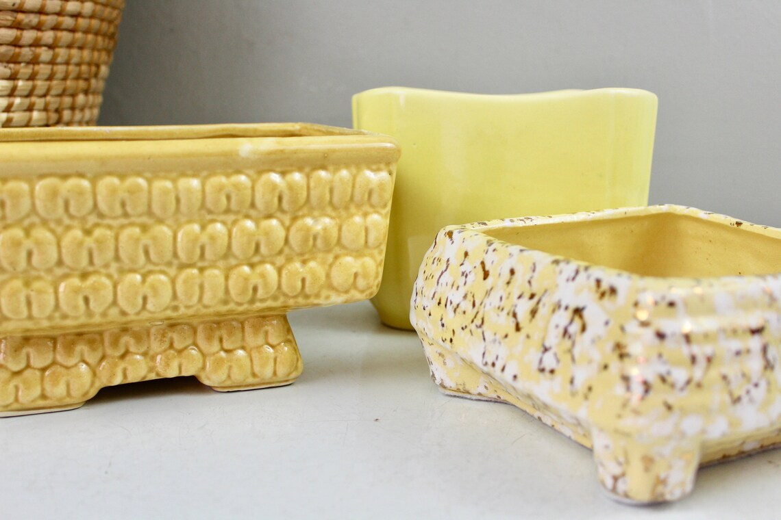 Collection of Yellow Ceramic Mid Century Planters Instant - Etsy