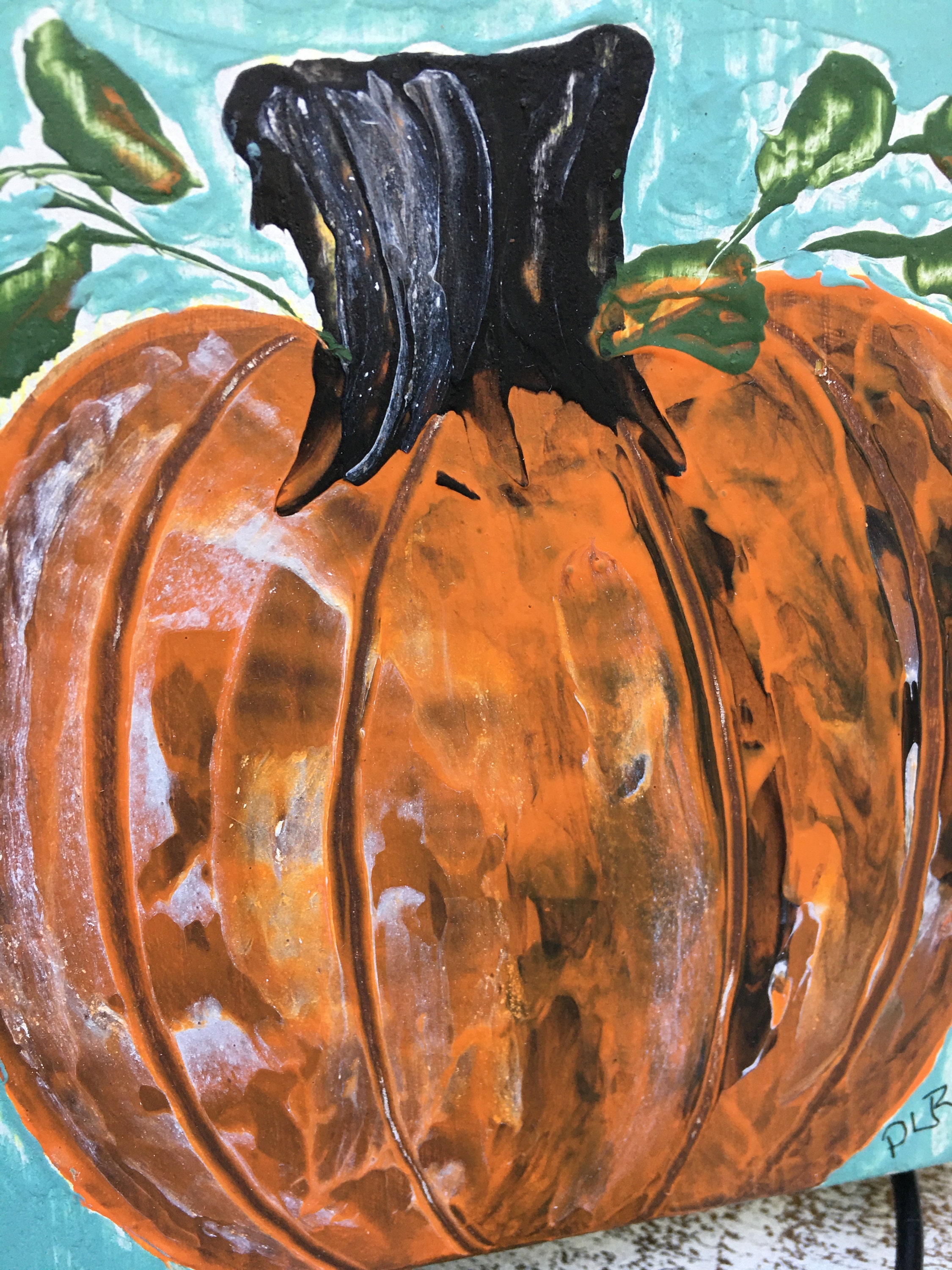 Acrylic Painting, Abstract Pumpkin Painting, Painted Wood Block - Etsy