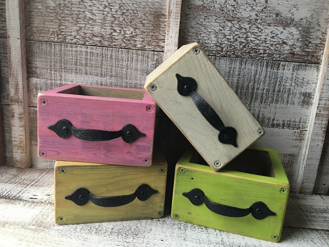 Rustic Painted Upcycled Wood Box With Repurposed Kitchen Cabinet ...
