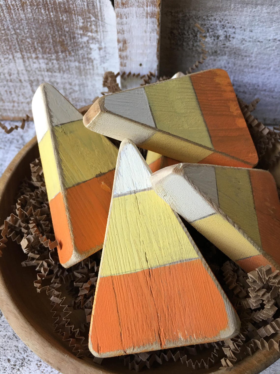 Rustic Painted Wood Candy Corn Bowl Fillers - Set of 5 - Etsy