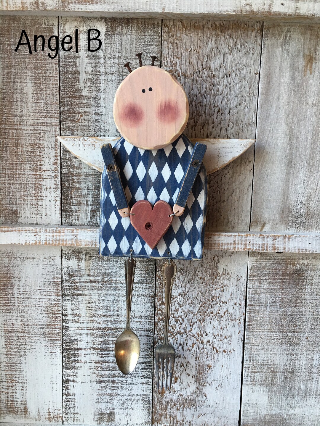 Whimsical Angel, Art Angel, Found Objects Angel, Wall Art Angel, Spring ...