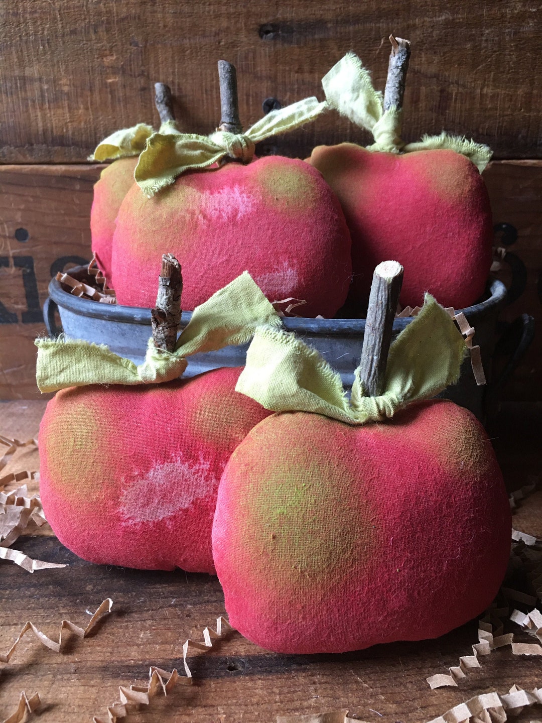 Country Apple Bowl Fillers, Primitive Apple Table Decor - Etsy