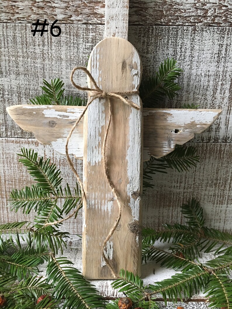 Rustic Angel Christmas Tree Topper Wood Angel Distressed | Etsy
