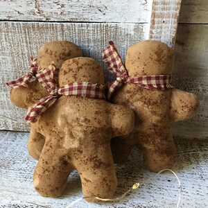 Set of 3 Fabric Painted Faux Gingerbread Men With a Gingham Homespun ...