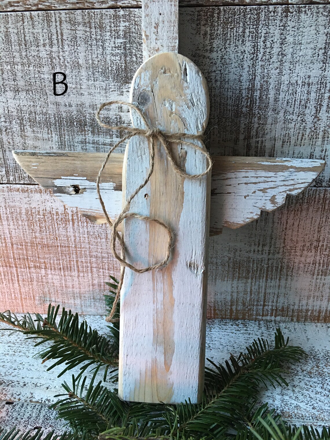 Rustic Angel Christmas Tree Topper Wood Angel Distressed - Etsy