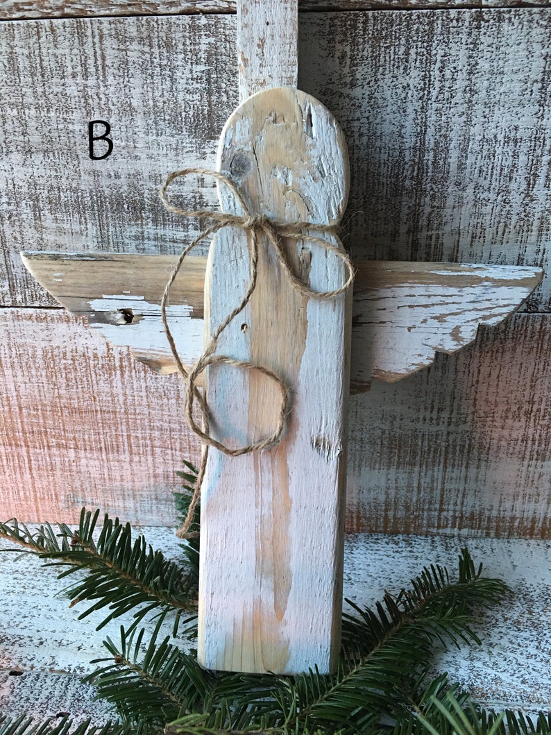 Rustic Angel Christmas Tree Topper Wood Angel Distressed - Etsy