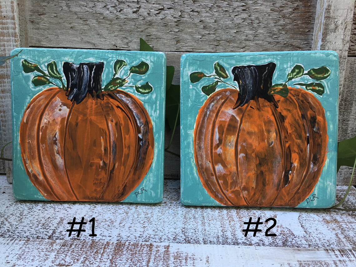 Acrylic Painting, Abstract Pumpkin Painting, Painted Wood Block - Etsy