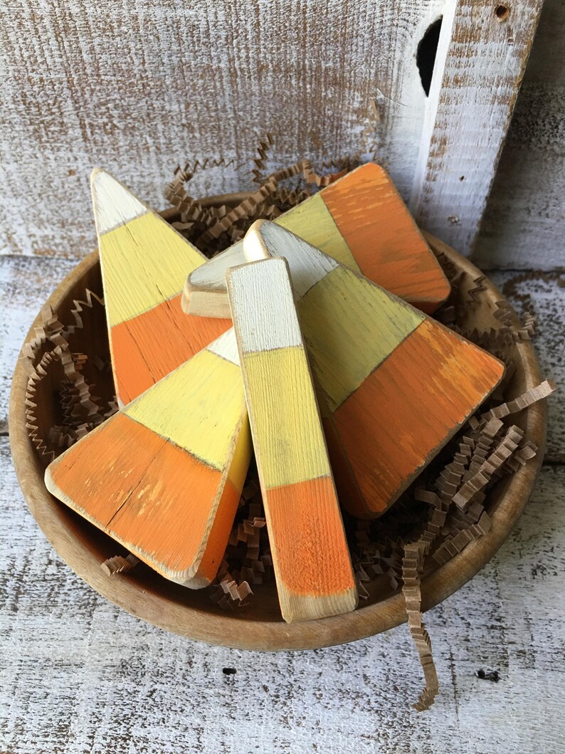 Rustic Painted Wood Candy Corn Bowl Fillers - Set of 5 - Etsy