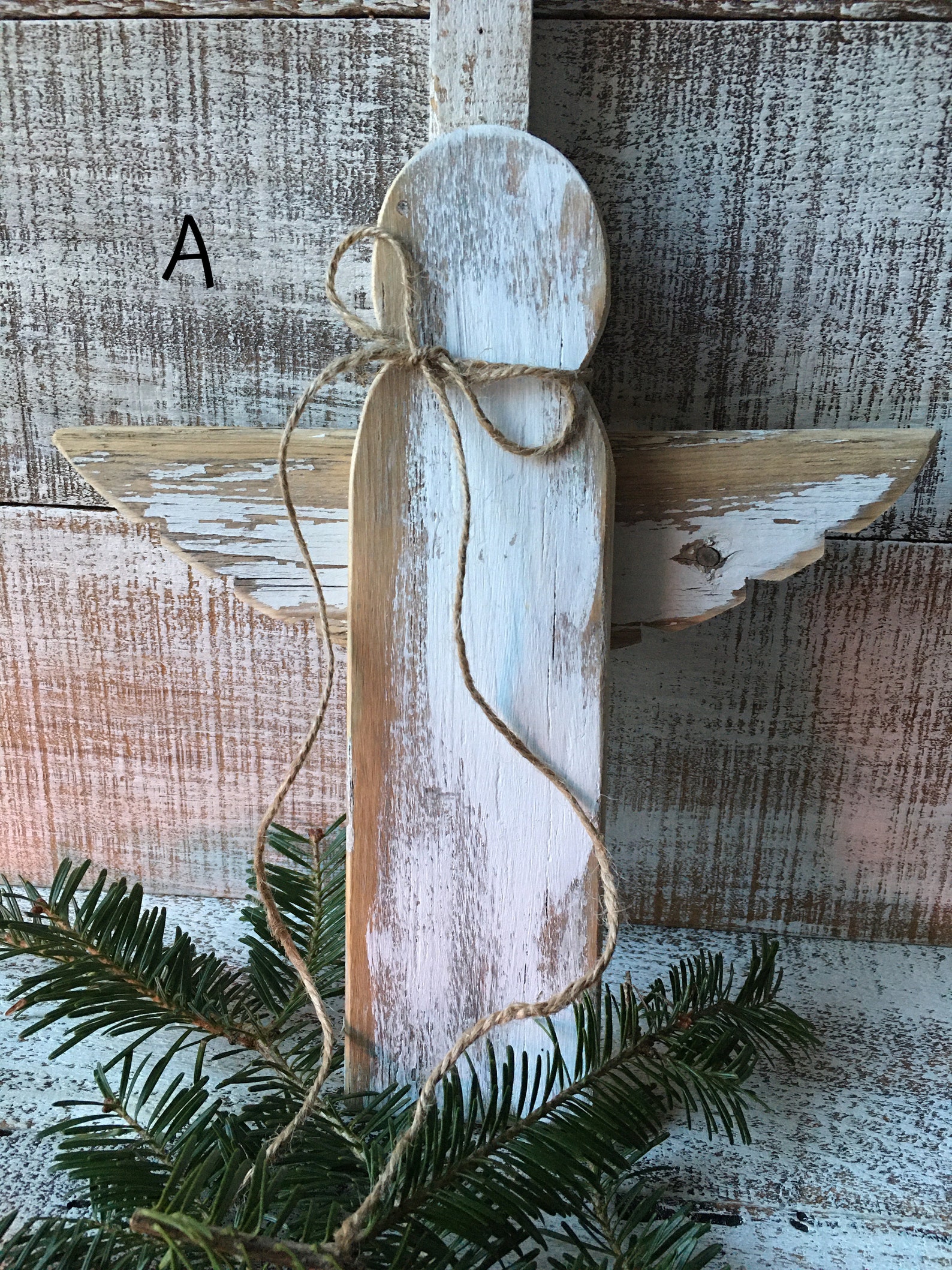 Rustic Angel Christmas Tree Topper Wood Angel Distressed - Etsy