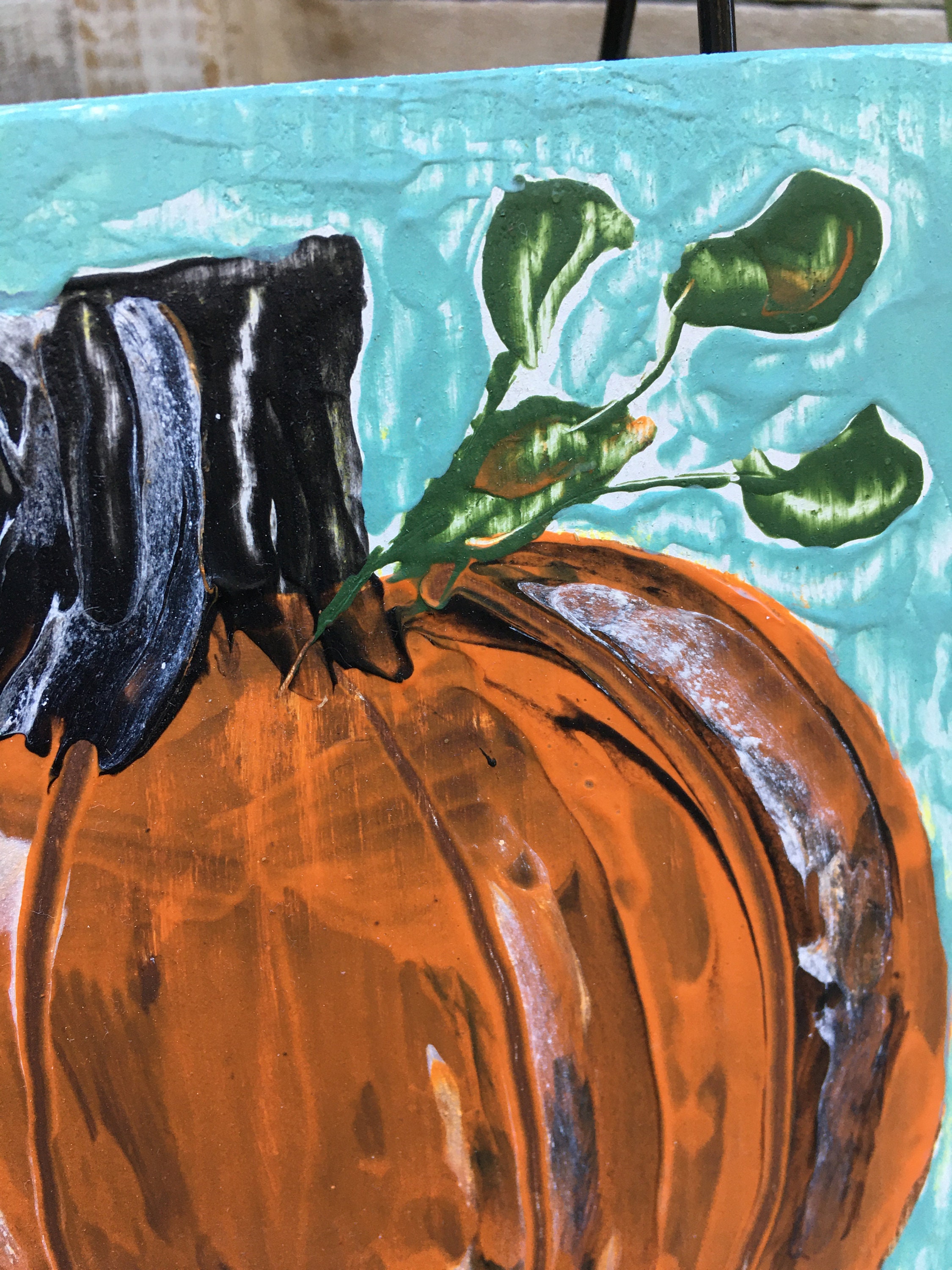 Acrylic Painting, Abstract Pumpkin Painting, Painted Wood Block - Etsy