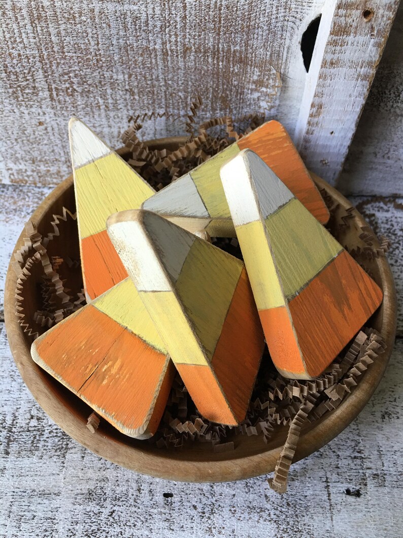 Rustic Painted Wood Candy Corn Bowl Fillers - Set of 5 - Etsy