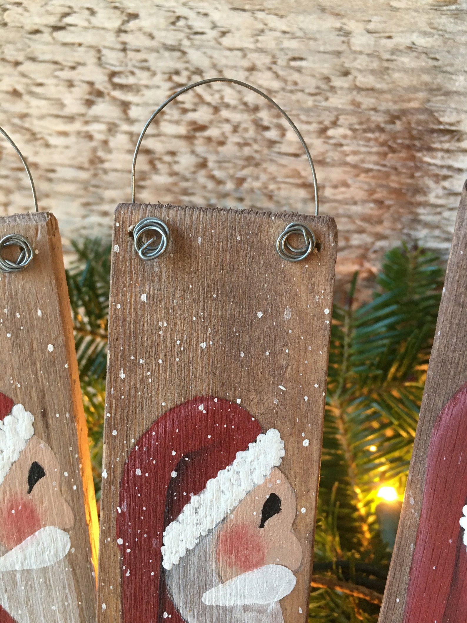 Hand Painted Santa Skinny Santa Wood Santa. Rustic Whimsical - Etsy