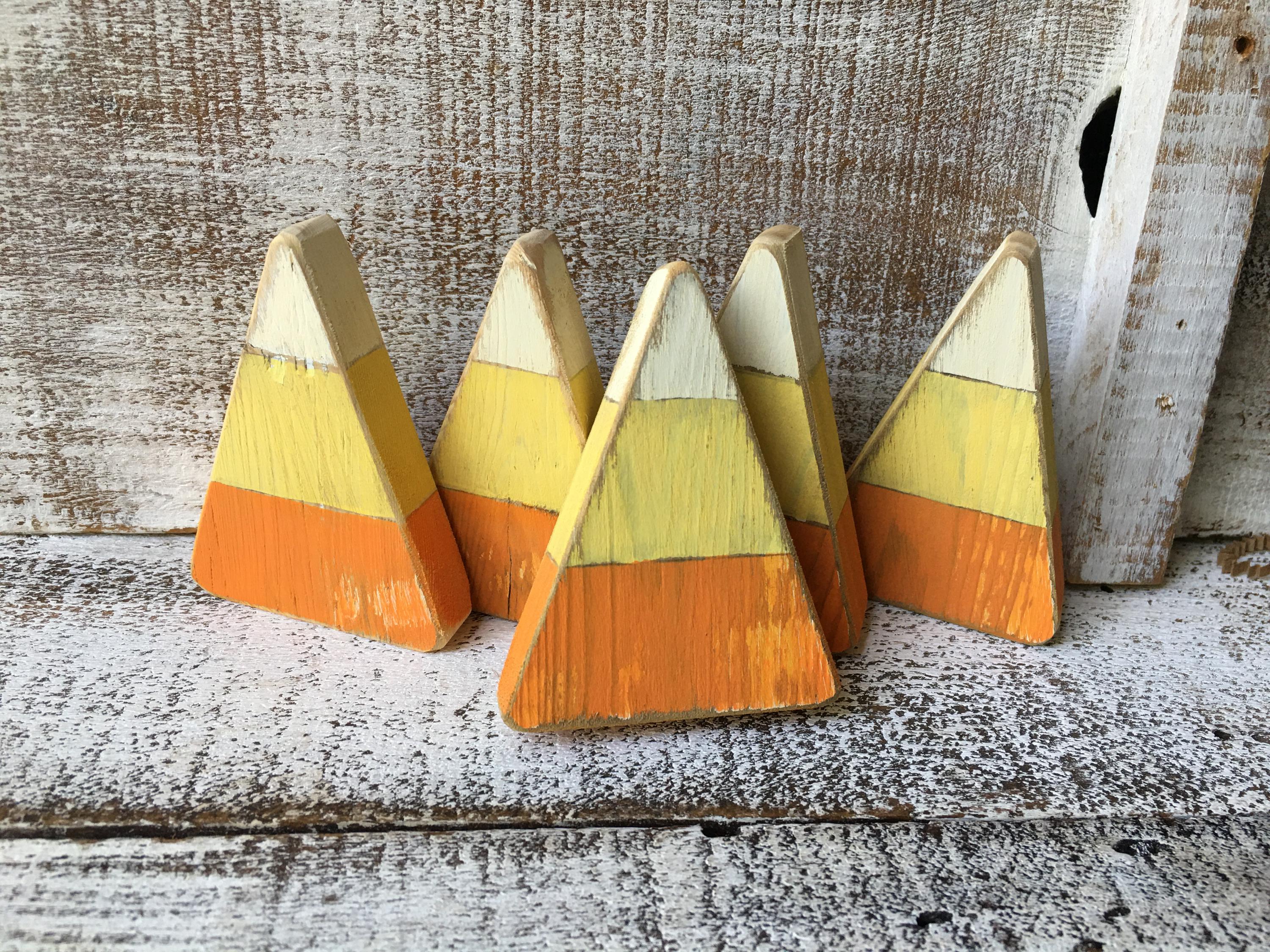 Rustic Painted Wood Candy Corn Bowl Fillers - Set of 5 - Etsy