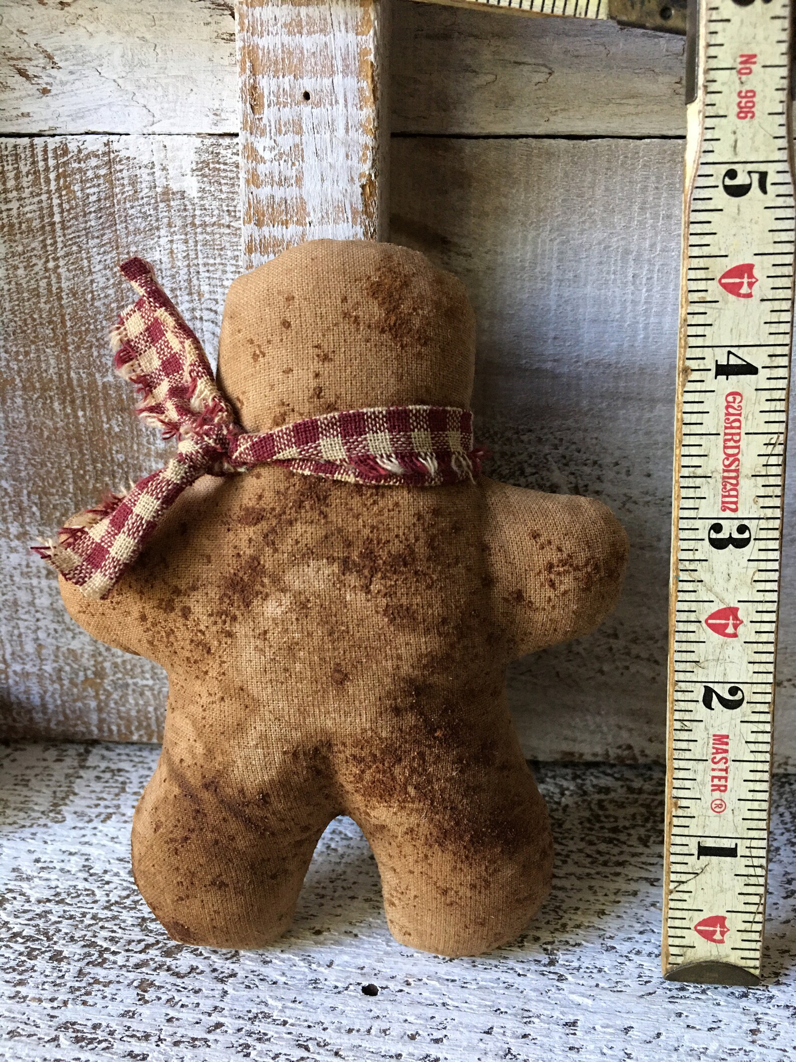 Set of 3 Fabric Painted Faux Gingerbread Men With a Gingham Homespun ...