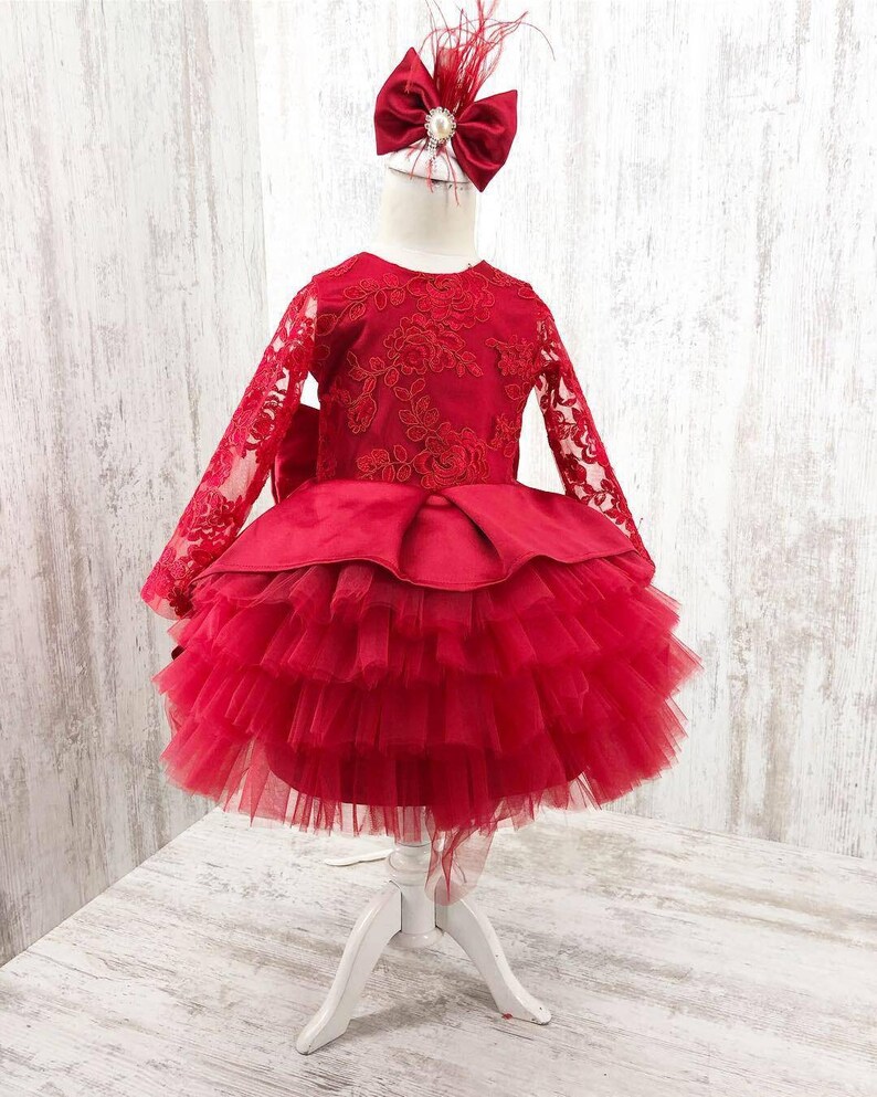 Dainty Red Baby Dress| Tulle and Lace Dress - Etsy