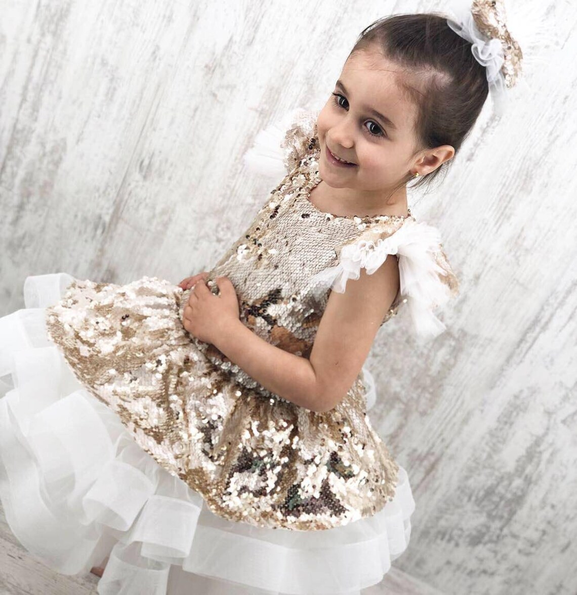 White and Gold Pageant Dress - Etsy