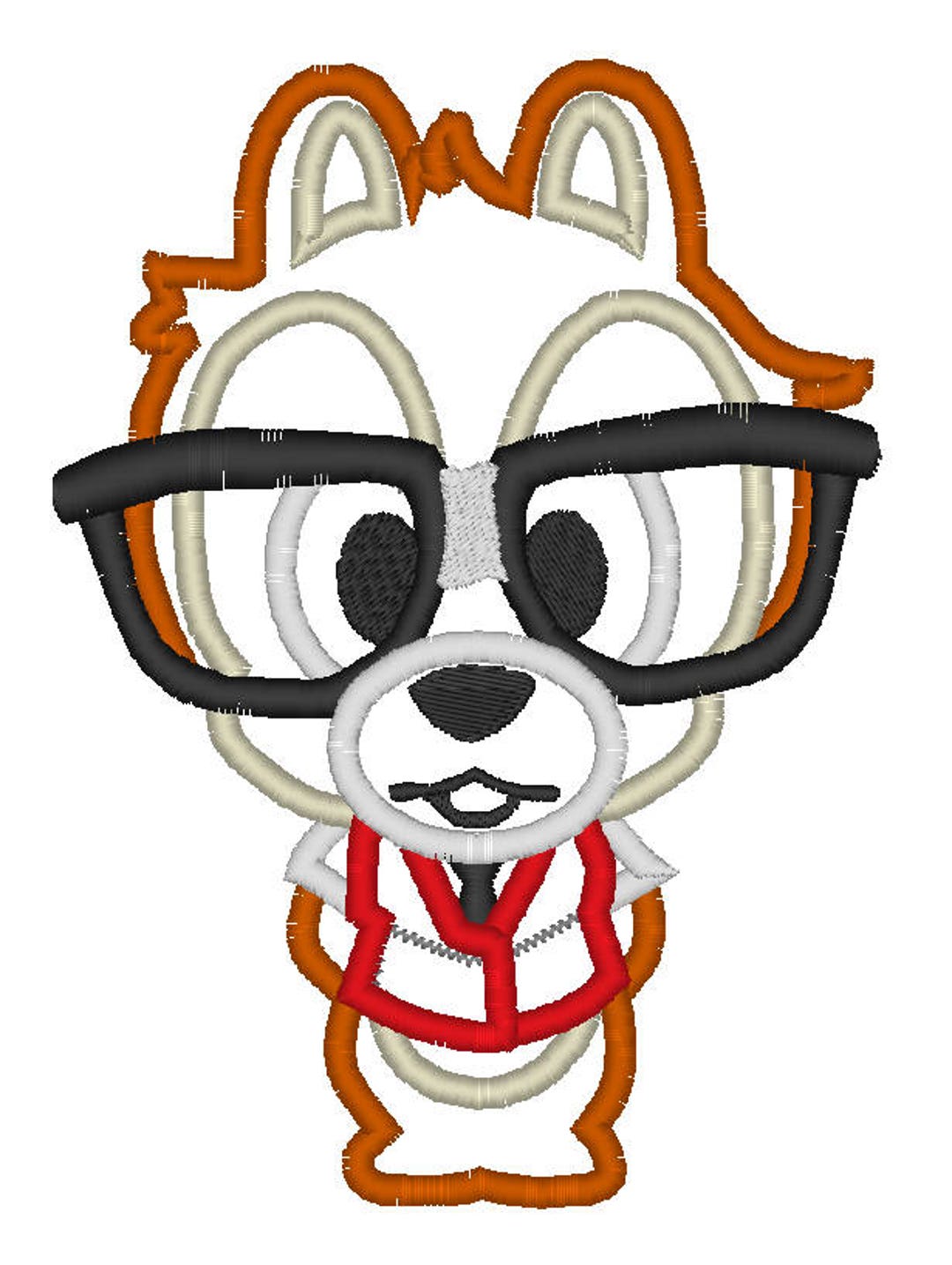 Chipmunk Nerd Machine Applique Design - Etsy